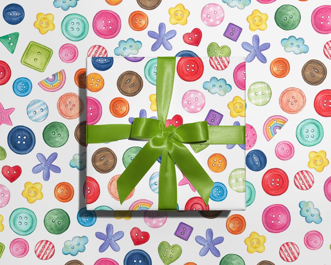 Cute as a Button Wrapping Paper - Etsy