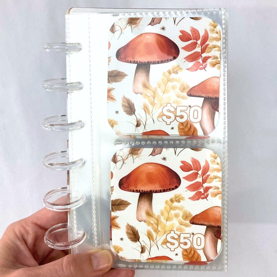 50 Dollar Savings Binder Mushroom Design | A6 Disc Binder | Cash ...
