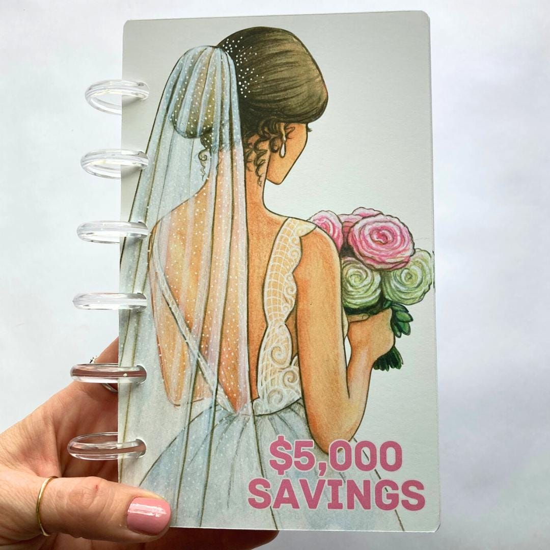 5,000 OR 10,000 Savings Binder Wedding Design | A6 Disc Binder | Cash ...