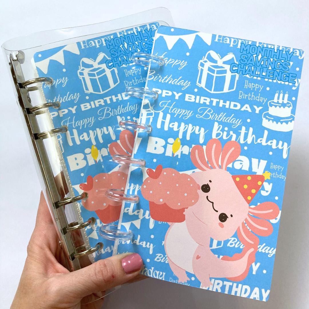 Happy Birthday Axolotl | Monthly Challenge Binder | Cash Budgeting ...