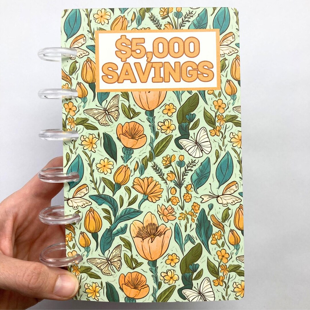 5,000 Savings Binder Flowers Design | A6 Disc Binder | Cash Budgeting ...