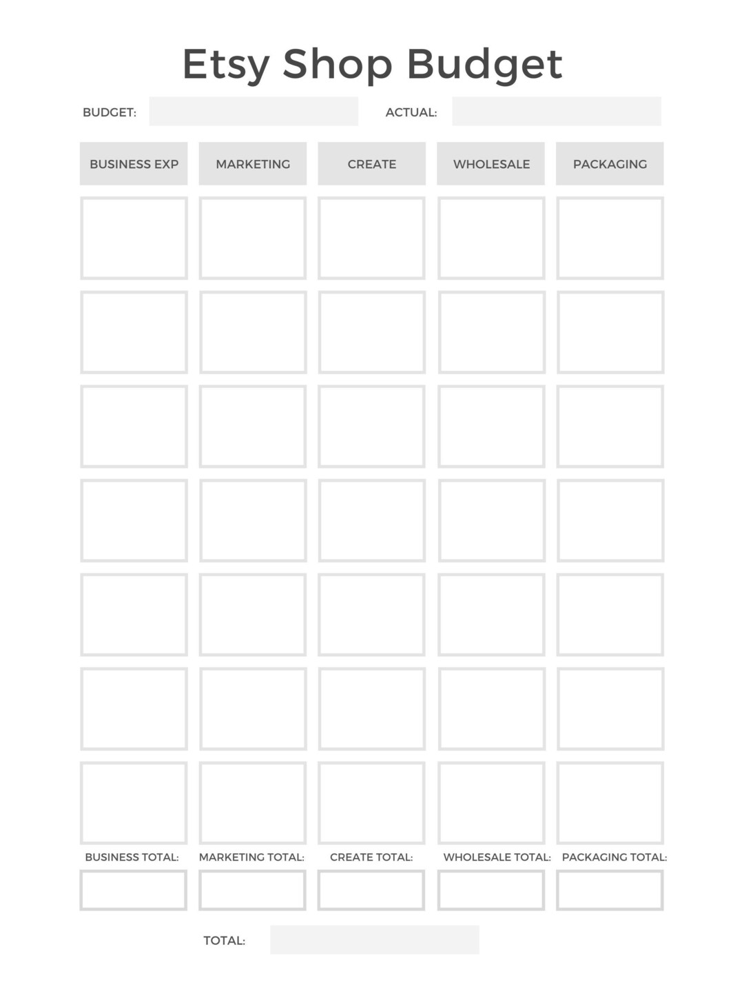 Budget for Etsy Shop | Printable | Etsy Budget | Creating an Etsy Shop ...