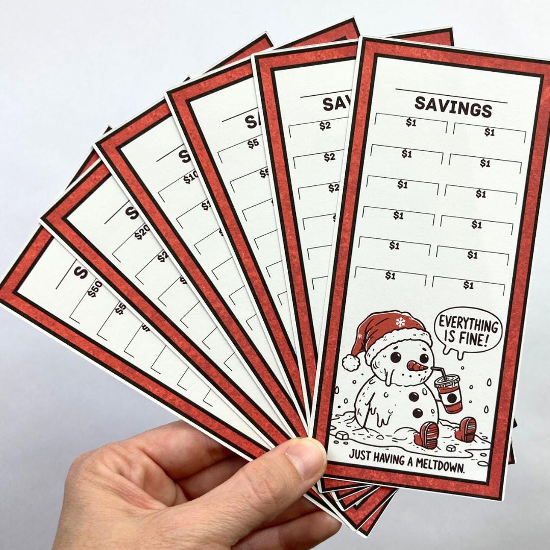 Everything is Fine Savings Challenge Cards | 12 A6 Size Savings ...