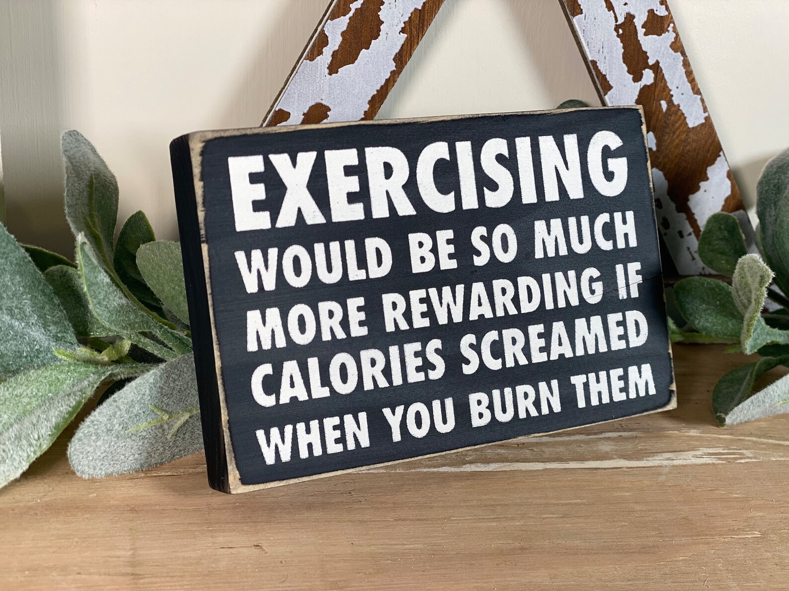 Funny Exercise Sign: Hand Painted Wood Gym Decor, Kitchen Wall Art - Etsy