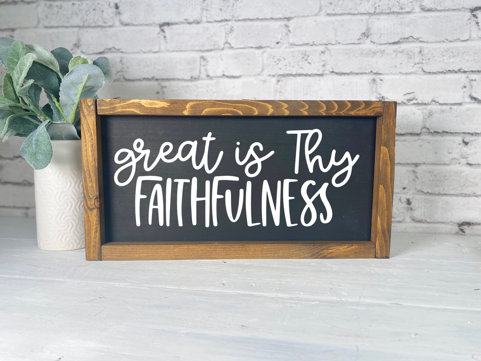 Hand-painted Christian Wood Sign – "great is Thy Faithfulness" Framed ...