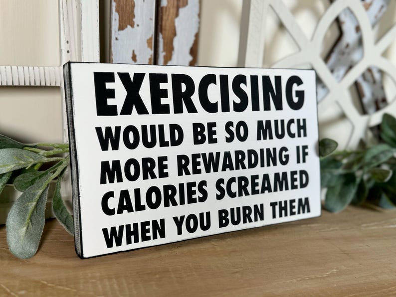 Funny Exercise Sign: Hand Painted Wood Gym Decor, Kitchen Wall Art - Etsy