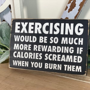 Funny Exercise Sign: Hand Painted Wood Gym Decor, Kitchen Wall Art - Etsy