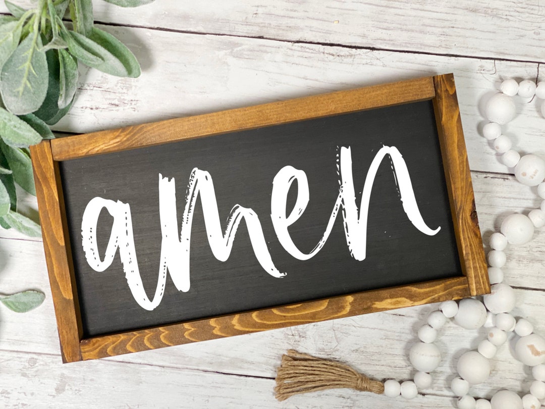 Amen- Hand Painted Christian Wood Sign, Bible Verse Wall Art, Framed ...