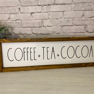 Coffee Tea Cocoa Sign, Coffee Bar Wood Sign, Farmhouse Kitchen Decor ...