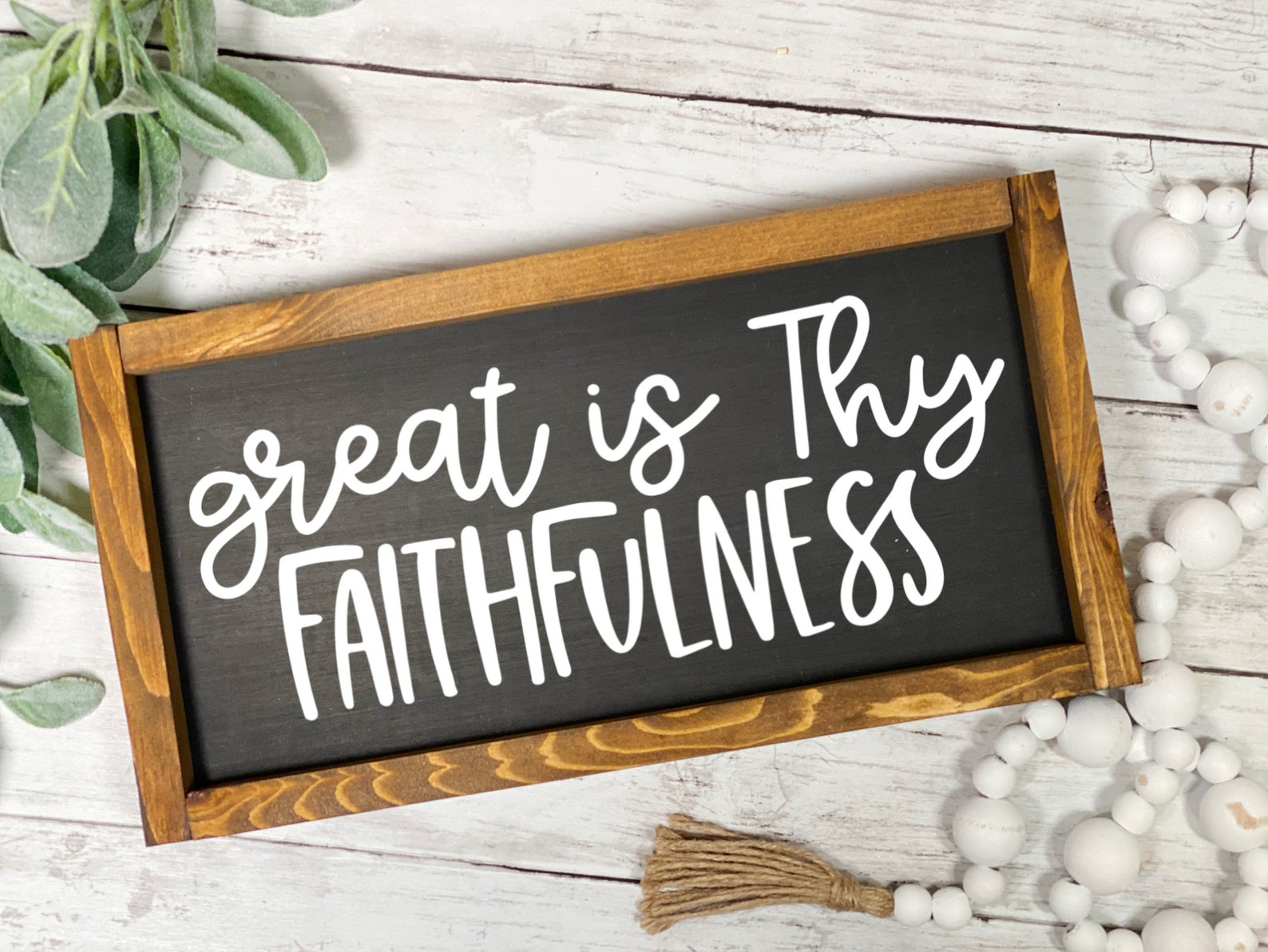 Hand-painted Christian Wood Sign – "great is Thy Faithfulness" Framed ...
