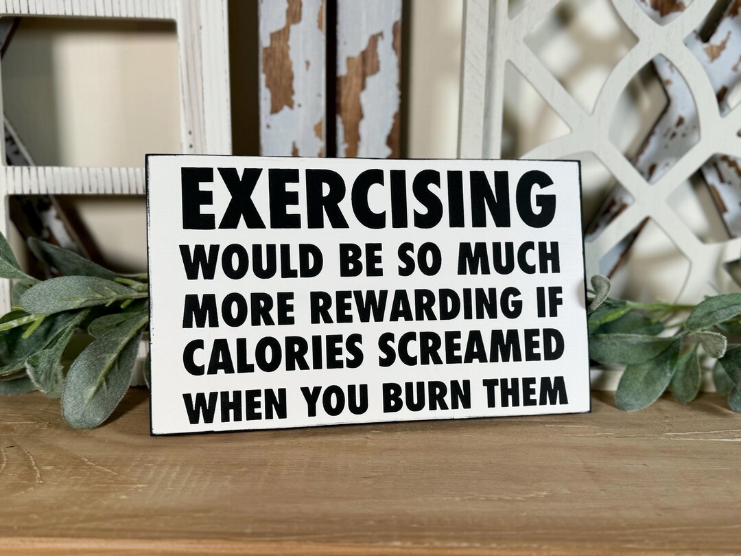 Funny Exercise Sign: Hand Painted Wood Gym Decor, Kitchen Wall Art - Etsy