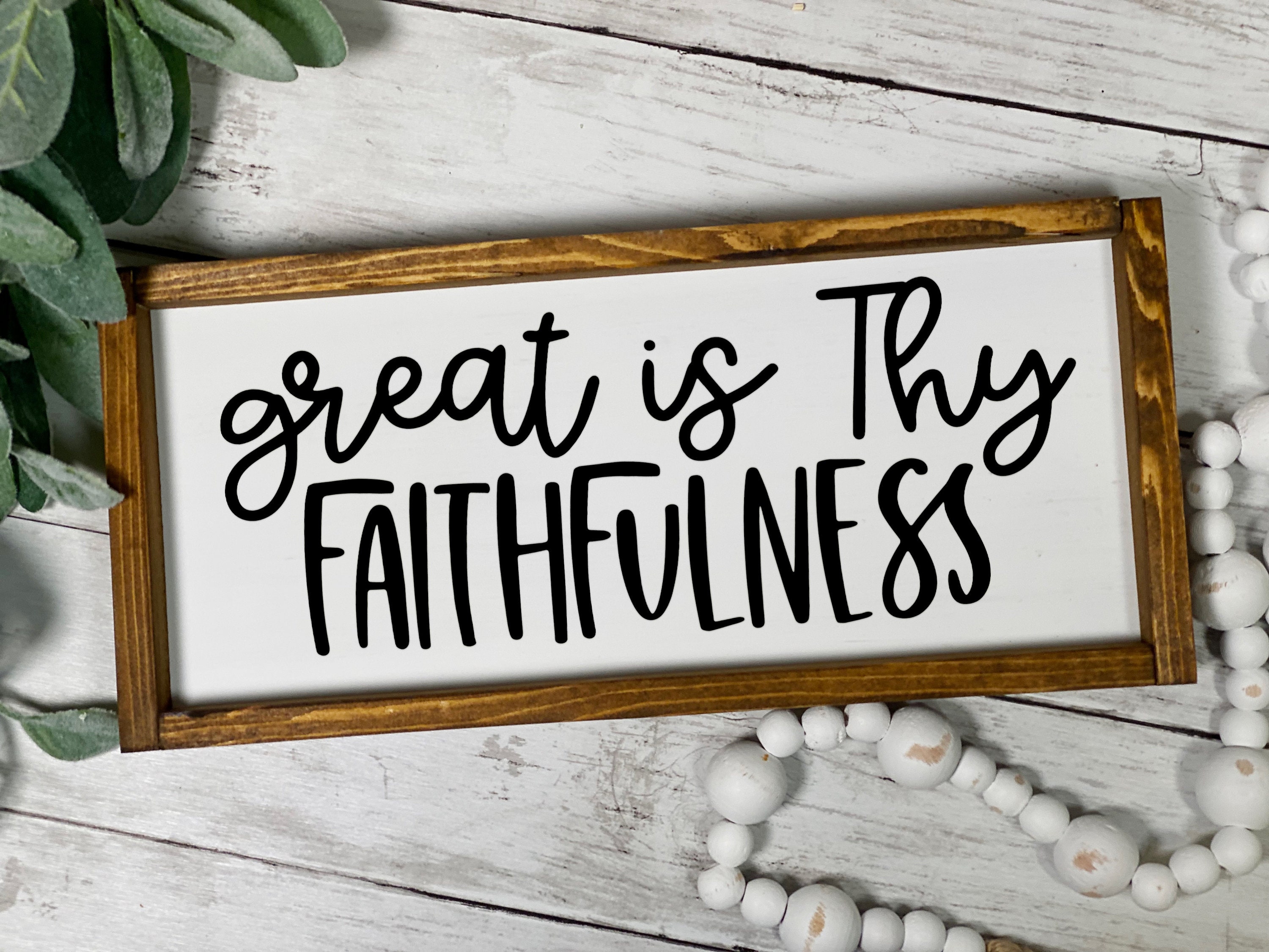 Hand-painted Christian Wood Sign – "great is Thy Faithfulness" Framed ...