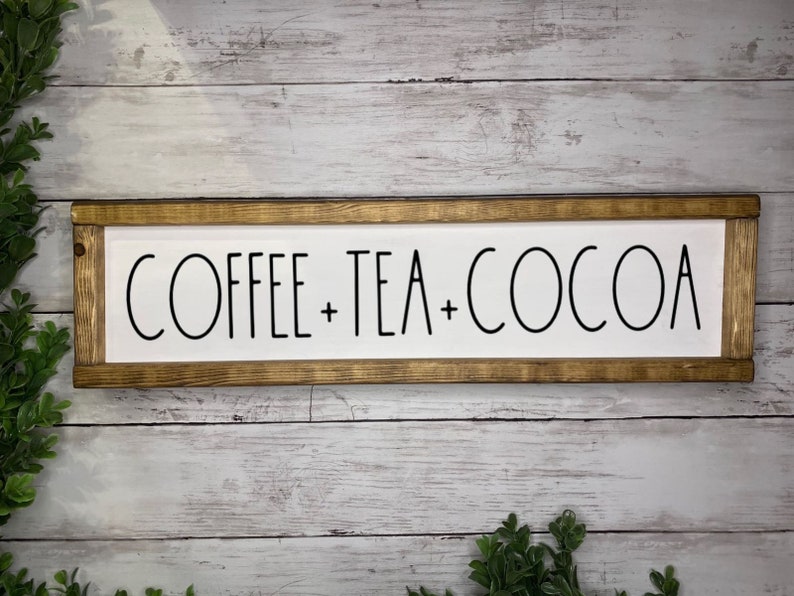 Coffee Tea Cocoa Sign Coffee Bar Wood Sign Farmhouse Kitchen - Etsy