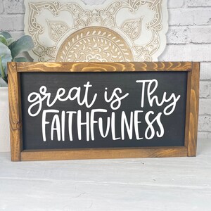 Hand-painted Christian Wood Sign – "great is Thy Faithfulness" Framed ...