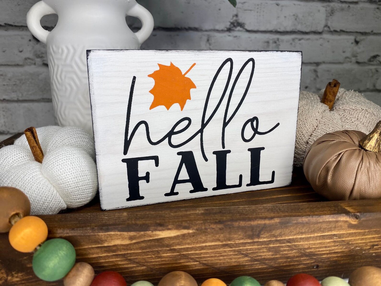 Hello Fall Wood Sign Fall Tiered Tray Decor Fall Farmhouse - Etsy
