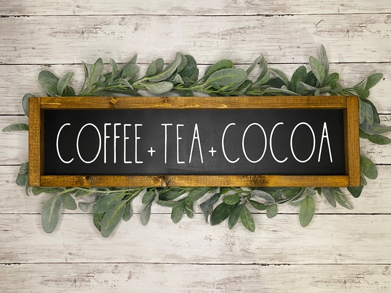 Coffee Tea Cocoa Sign Coffee Bar Wood Sign Farmhouse Kitchen - Etsy