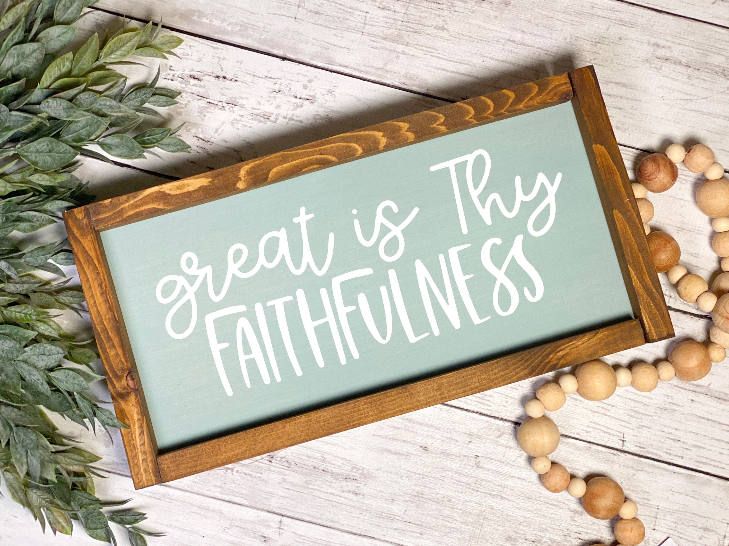 Hand-painted Christian Wood Sign – "great is Thy Faithfulness" Framed ...