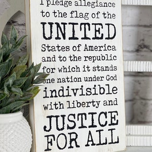 Pledge of Allegiance Wood Sign, Patriotic Home Decor, Americana ...