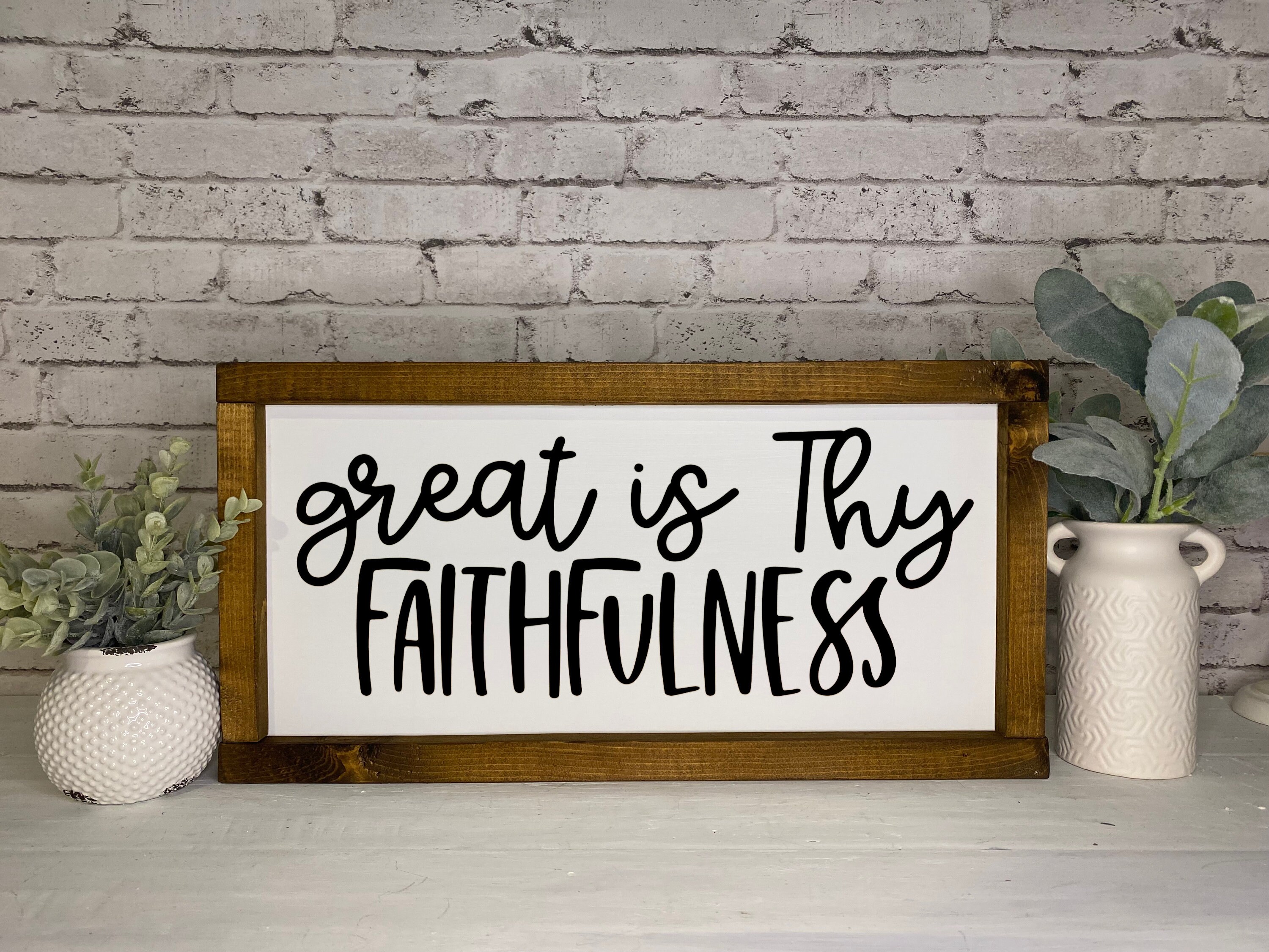 Hand-painted Christian Wood Sign – "great is Thy Faithfulness" Framed ...