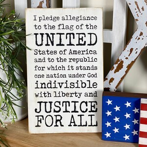 Pledge of Allegiance Wood Sign, Patriotic Home Decor, Americana ...