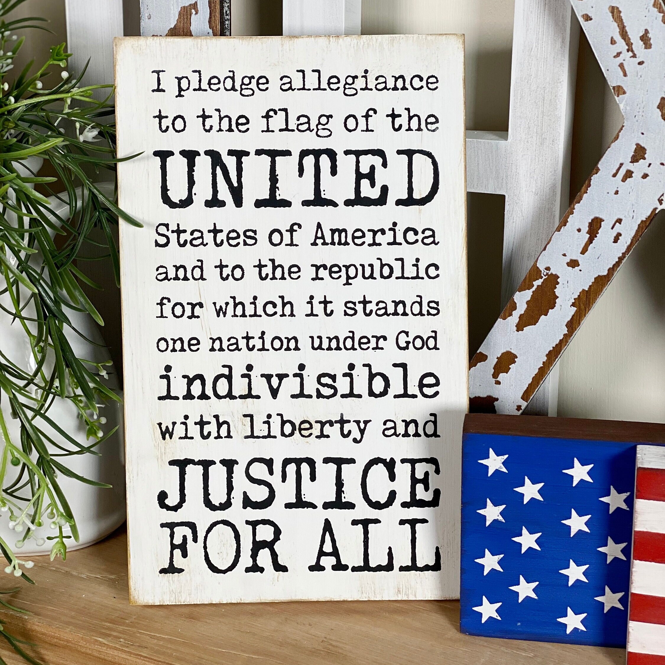Pledge of Allegiance Wood Sign, Americana Farmhouse Decor - Etsy