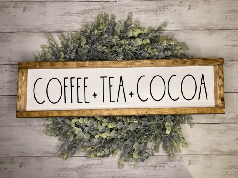 Coffee Tea Cocoa Sign Coffee Bar Wood Sign Farmhouse Kitchen - Etsy