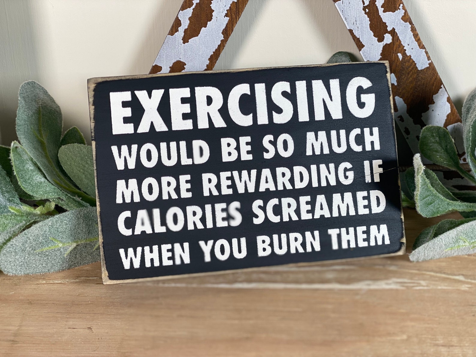 Funny Exercise Sign: Hand Painted Wood Gym Decor, Kitchen Wall Art - Etsy