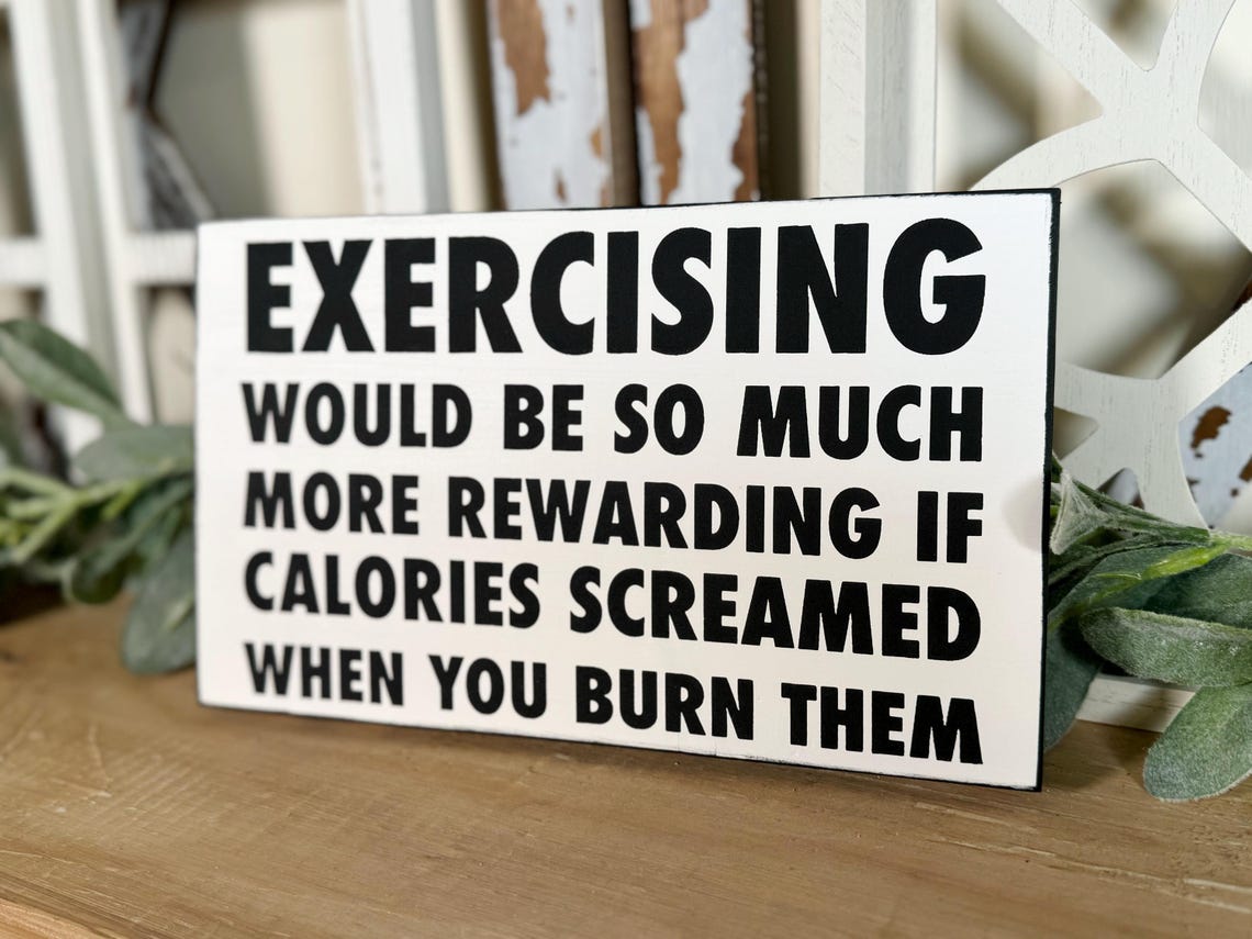 Funny Exercise Sign: Hand Painted Wood Gym Decor, Kitchen Wall Art - Etsy