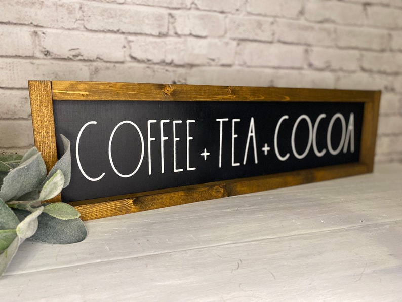 Coffee Tea Cocoa Sign Coffee Bar Wood Sign Farmhouse Kitchen - Etsy