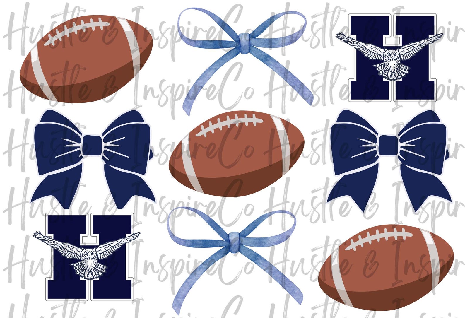 Owls Football & Bows Png - Etsy
