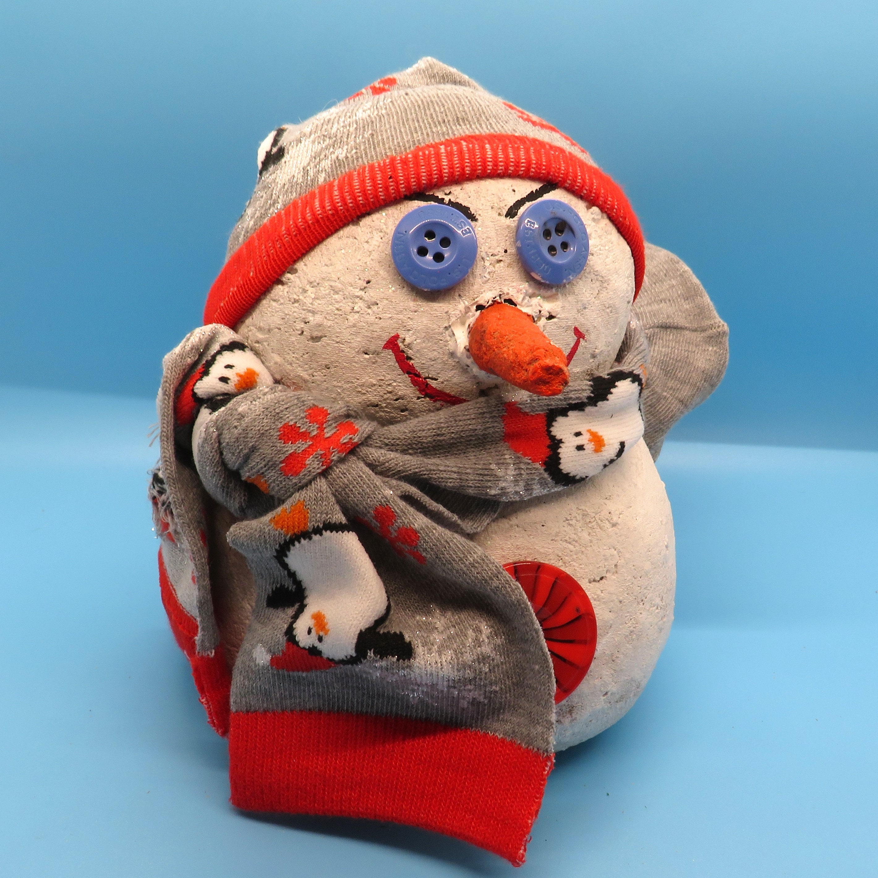 Charming Hand-painted Bilbo Snowman Figurine Cement Indoor/outdoor ...