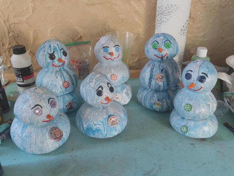 Handmade Hypertufa Cement Snowman – Fluid Art Winter Decor - Etsy