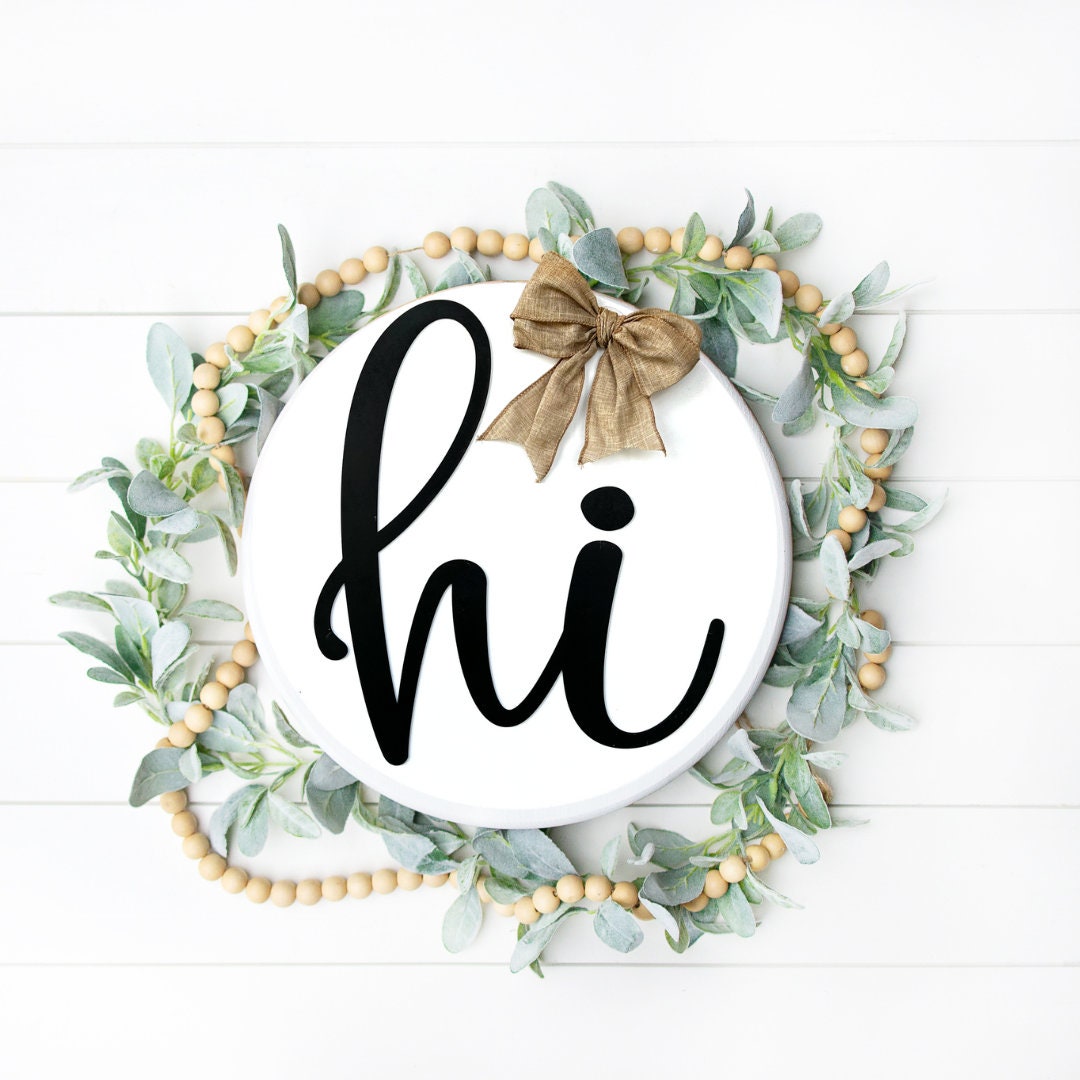 Hi 18" Door Hanger | Hi Welcome Sign for Door | Simple Door Sign ...