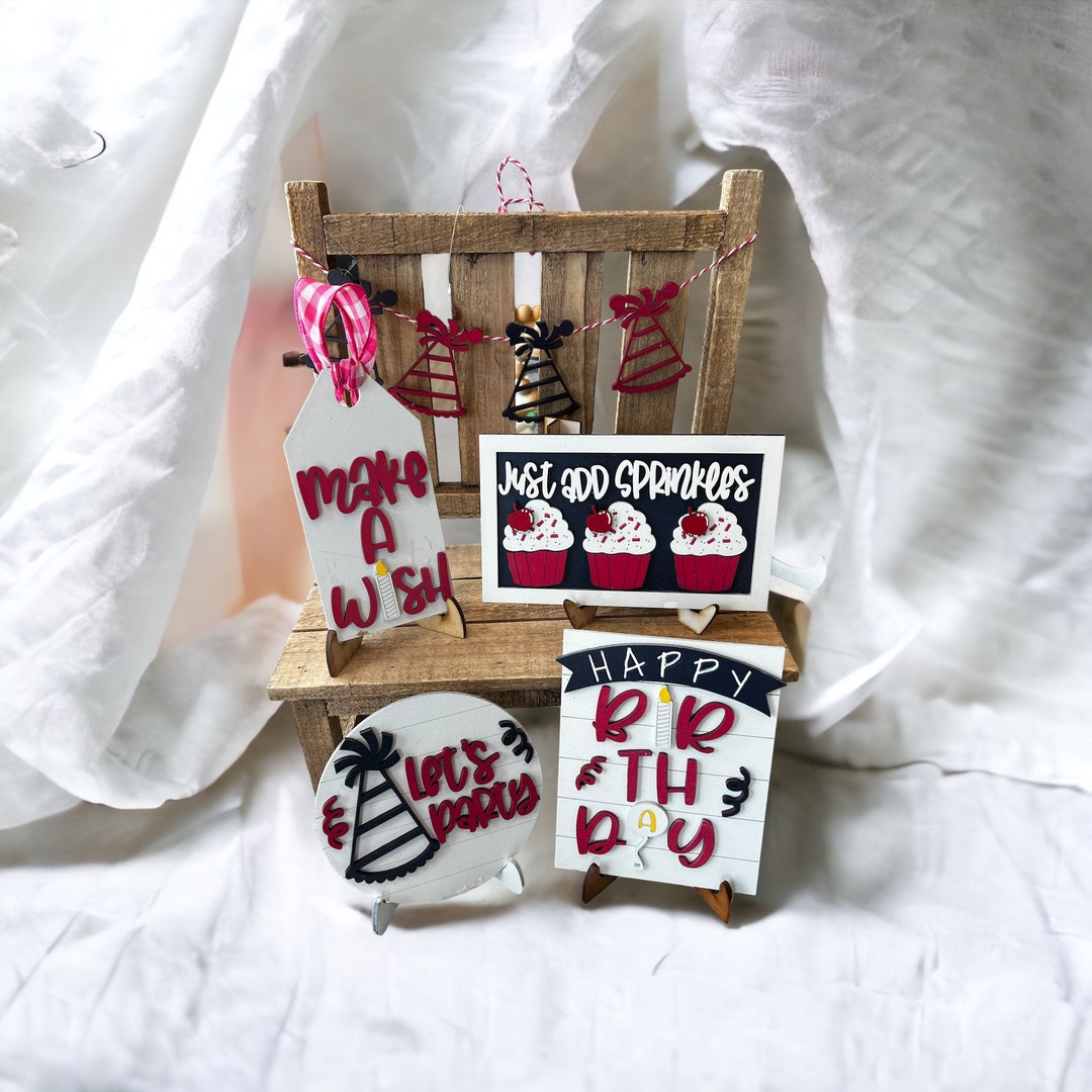 Birthday Tiered Tray Set Happy Birthday Tiered Tray Birthday Farmhouse ...