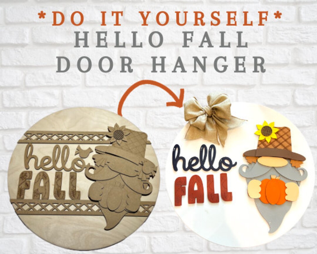 DIY Hello Fall Door Hanger 18. Autumn Do It Yourself Door Sign Fall ...