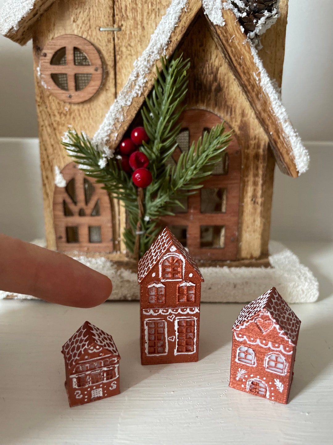 Set of Three Miniature Gingerbread Houses - Etsy