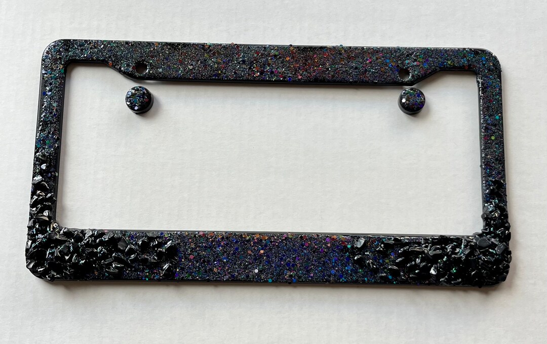 Black License Plate Frame, Black Bling License Plate Frame, Black Glitter License Plate Frame ...
