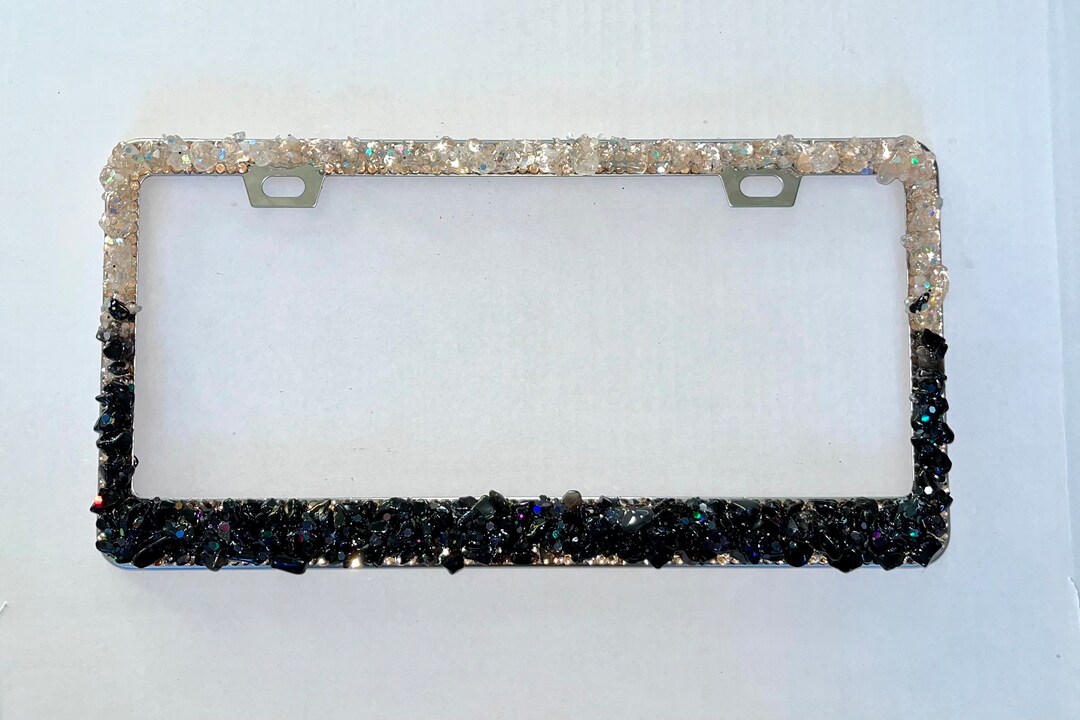 Black Obsidian and Rose Gold Quart Bling License Plate Frame - Etsy