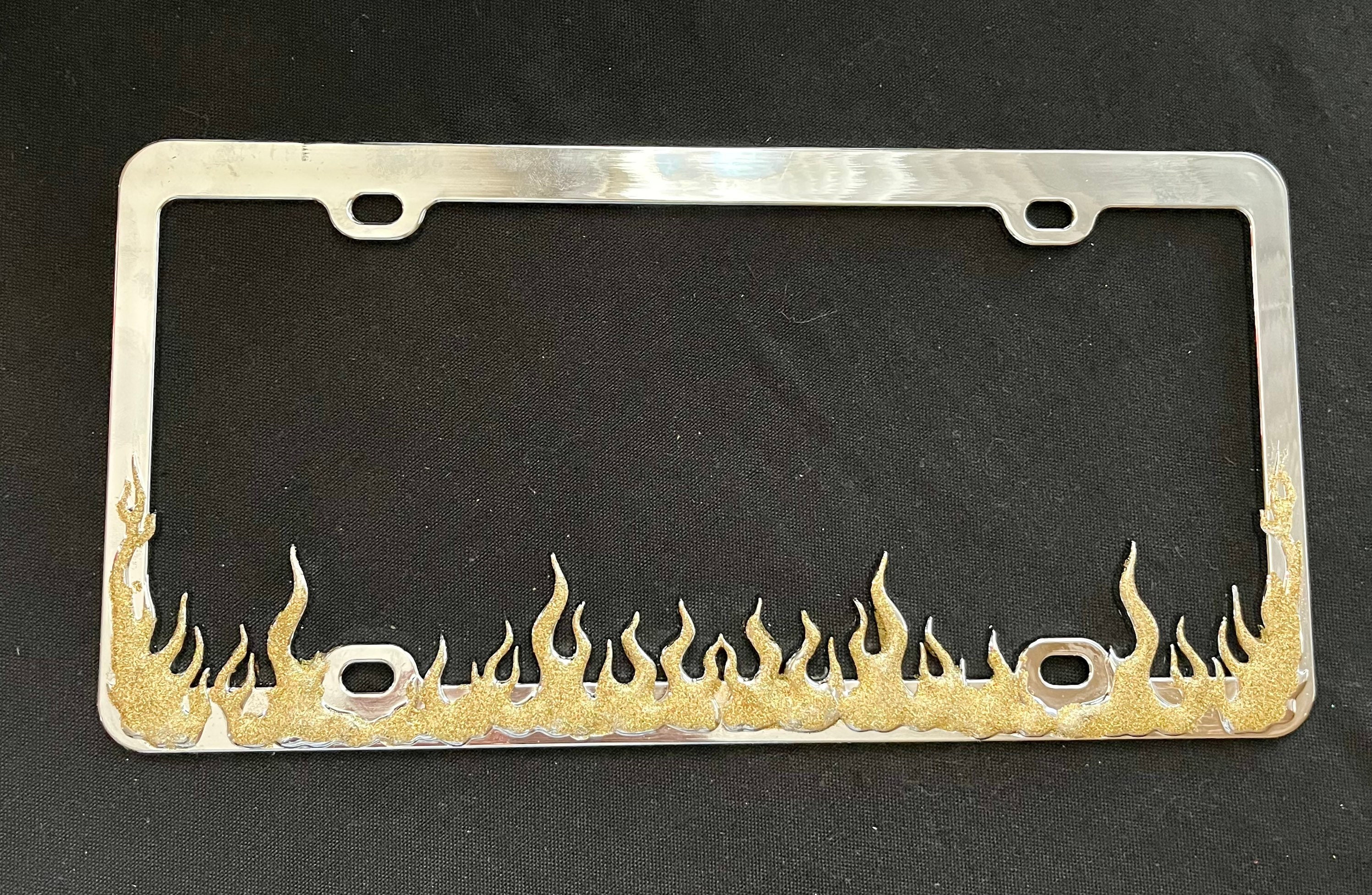 License Plate Frame Flames Fire License Plate Frame Gold Cute - Etsy