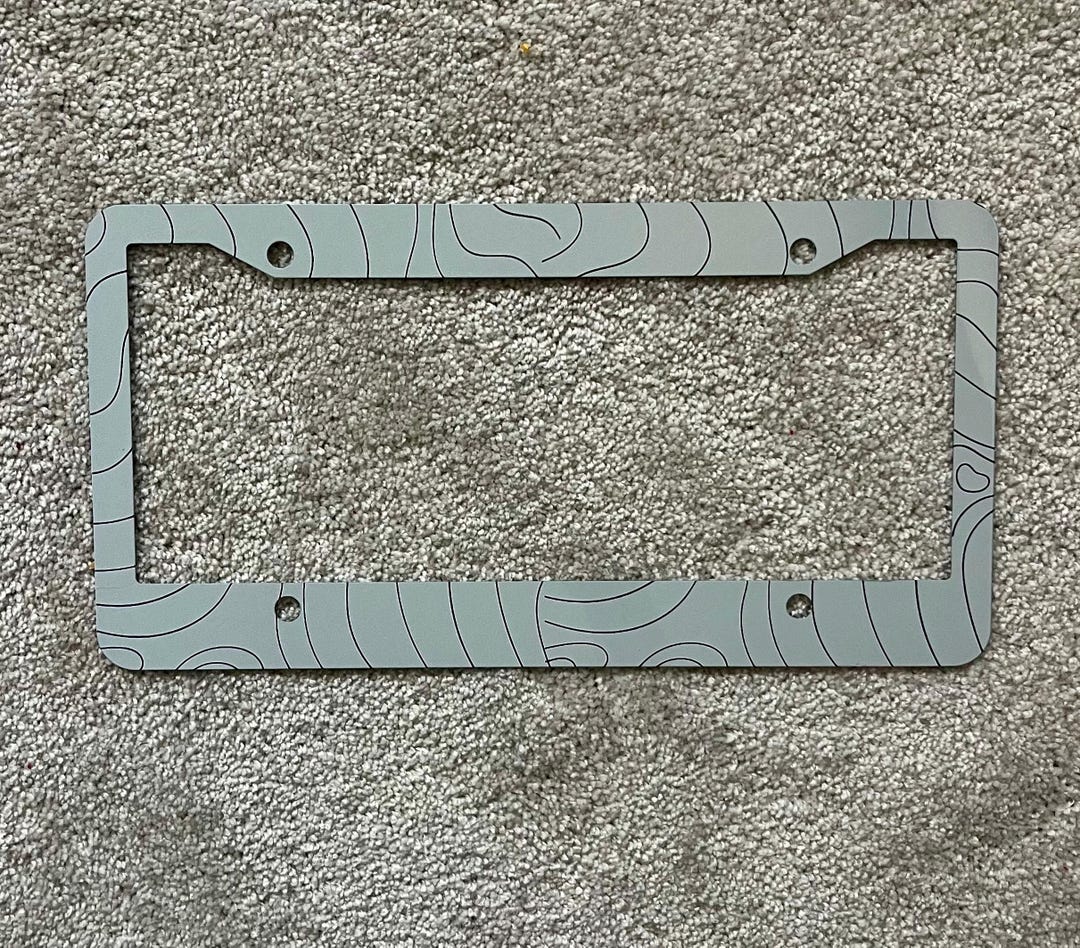 Topographic Map License Plate Frame White Pearl License Plate Frame ...