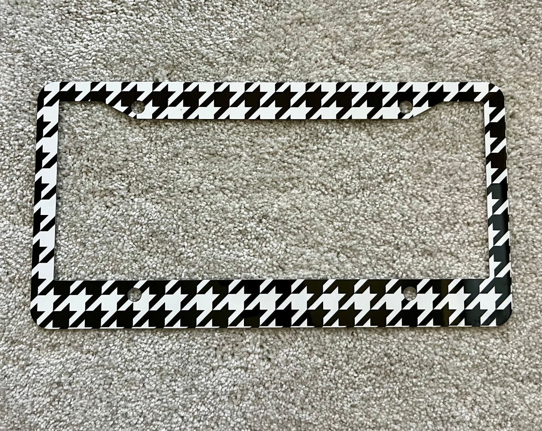 Hounds Tooth License Plate Frame Black and White Houndstooth Plate ...
