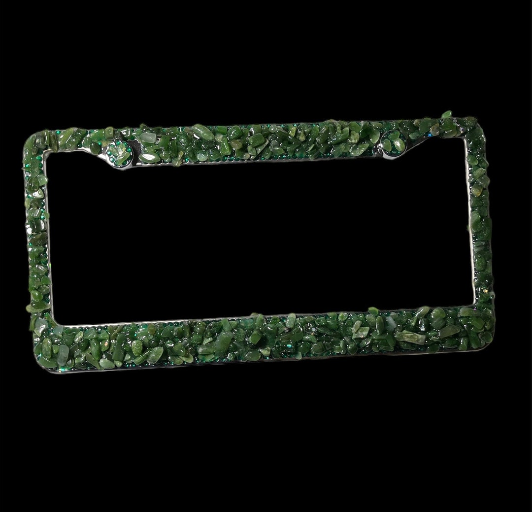 Green Jade License Plate Frame, Bling License Plate Frame, Dark Green ...