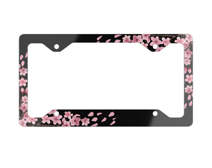 Bling Cherry Blossom License Plate Frame Pink and Black License Plate ...