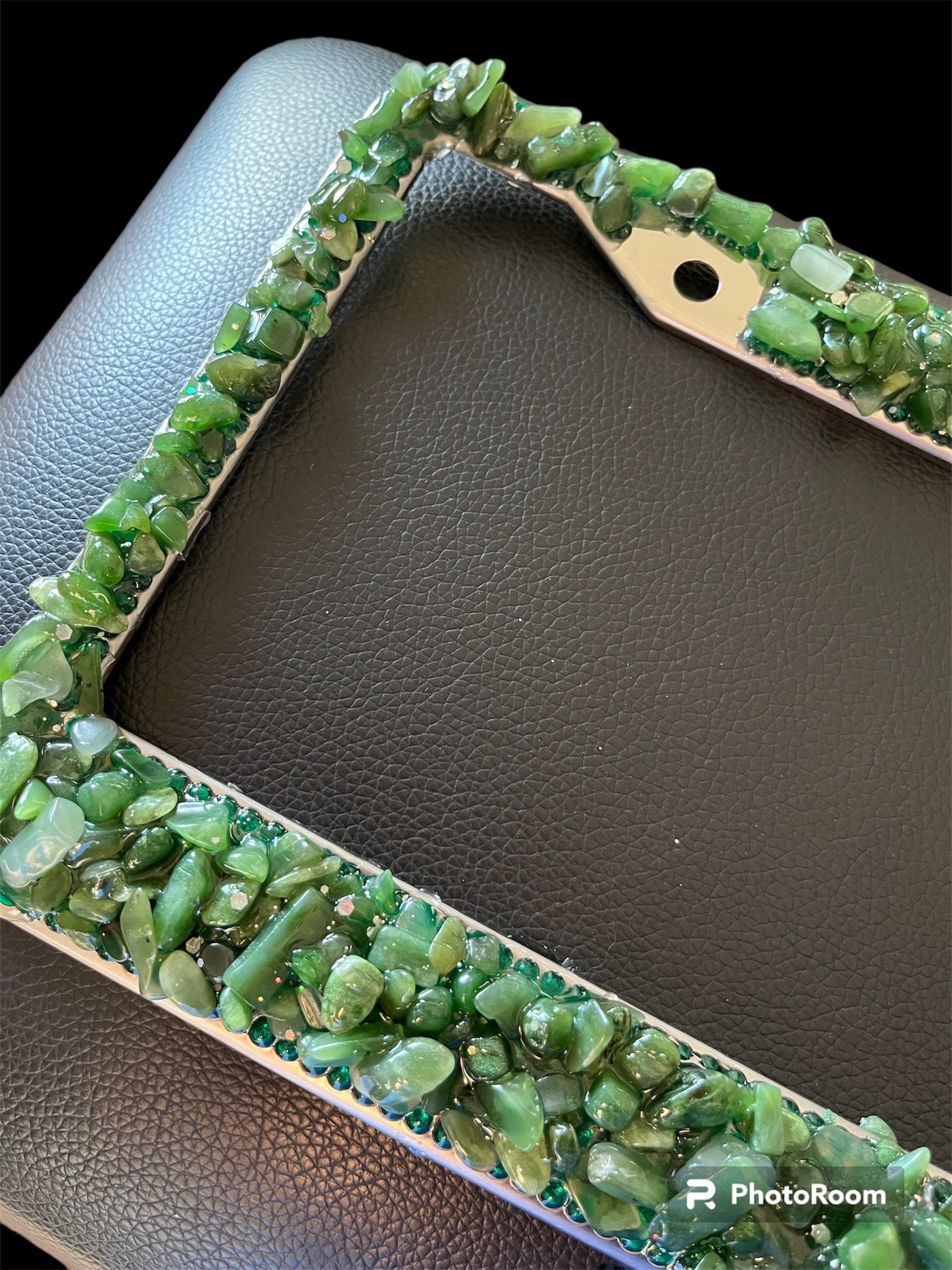 Green Jade License Plate Frame, Bling License Plate Frame, Dark Green ...