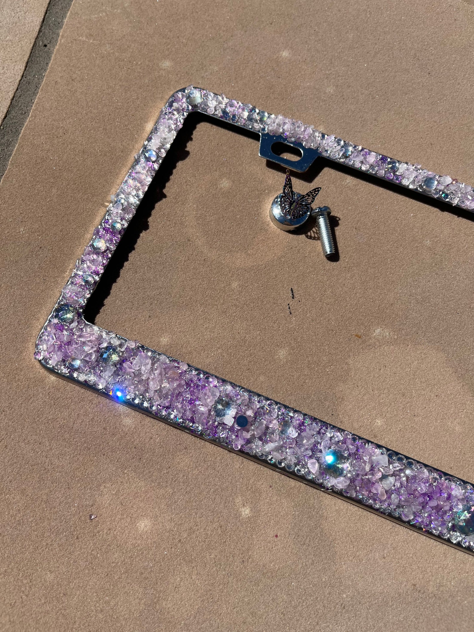 Butterfly Purple License Plate Frame, Bling License Plate Frame, Purple ...