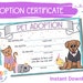 Pet Adoption Certificate, Pet Adoption Pretend Play, Pet Adoption Party ...
