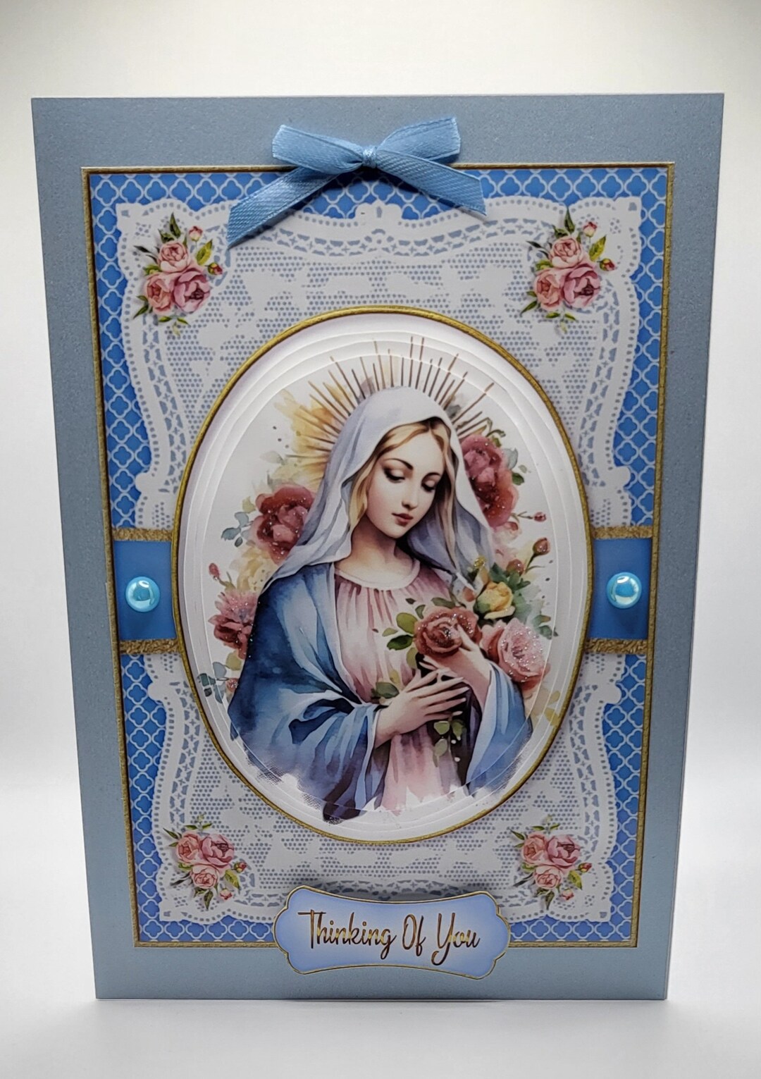 Handmade Our Lady 3D Decoupage Card, Thinking of You, Sympathy ...