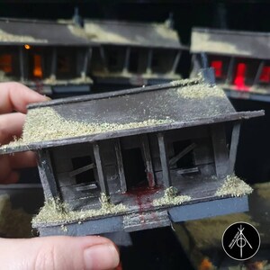 Miniature Horror Cabin With Orange Red LED Light. Handmade Wooden ...