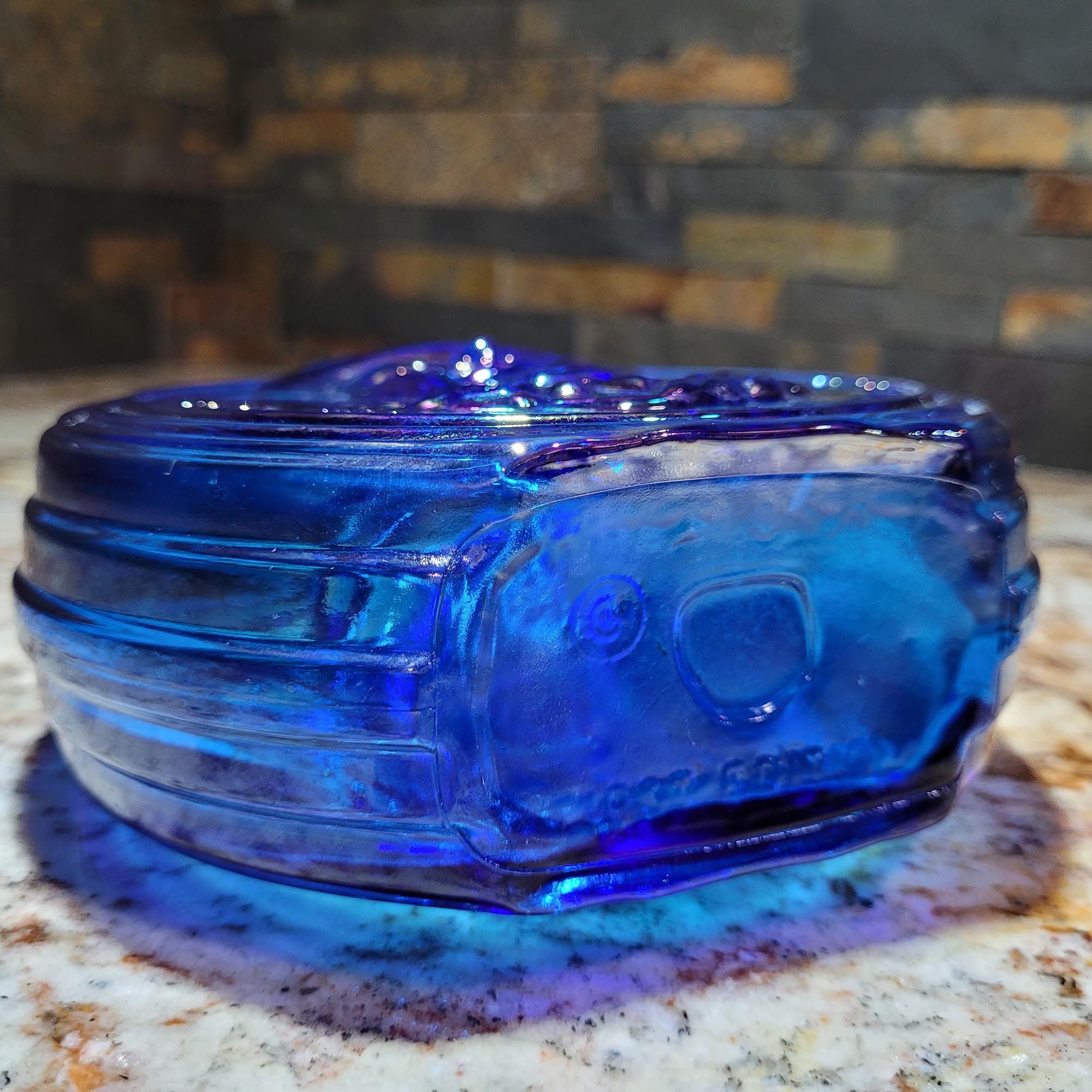 Vintage Wheaton Glass Woodrow Wilson Commemorative Blue Carnival Glass ...