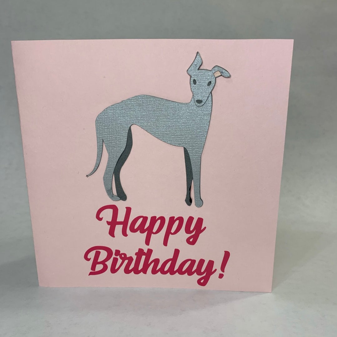 Greyhound Happy Birthday Card, Cut Layered Paper - Etsy